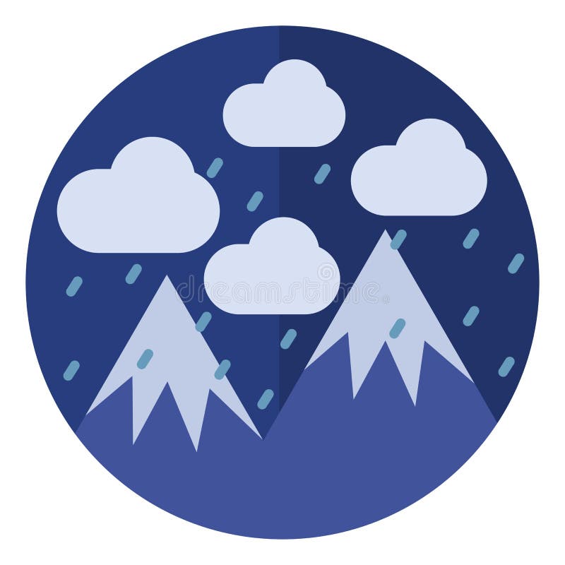 Rainy Night in the Mountains, Icon Stock Vector - Illustration of blue ...