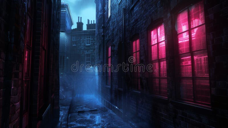 Mysterious Cityscape Glowing Red Windows Stock Photos - Free & Royalty ...
