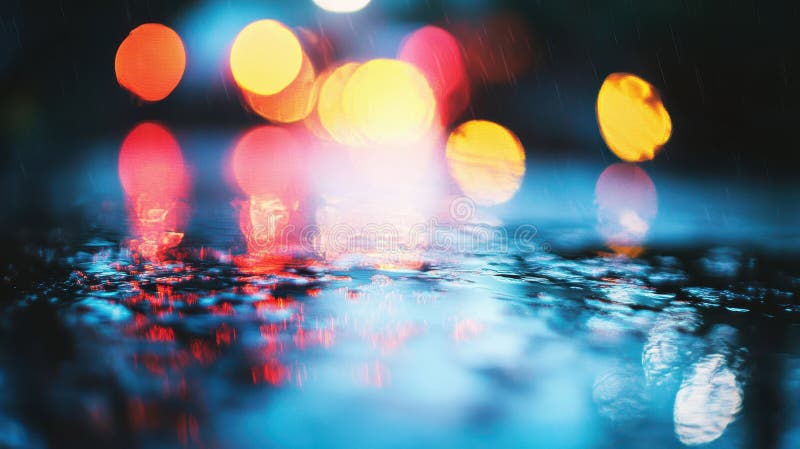 Rainy Night Reflections: Abstract Light and Water Symphony Stock Image ...