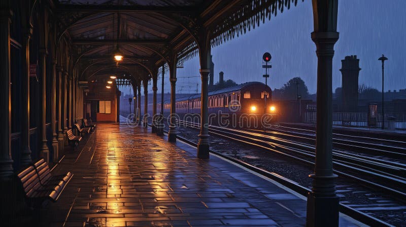 Rainy Night Deserted Train Station Stock Photos - Free & Royalty-Free ...