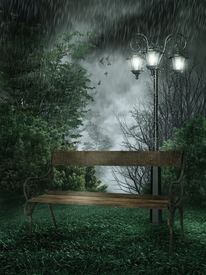 Rainy park stock illustration. Illustration of summer - 18667504