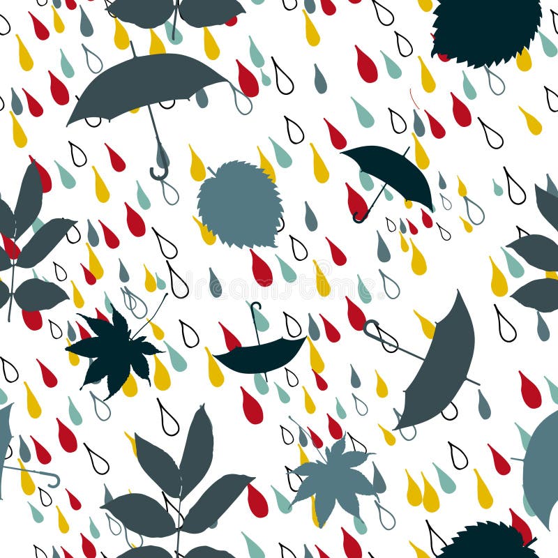 Rainy Pattern with Umbrella Grey and Blue Stock Illustration ...