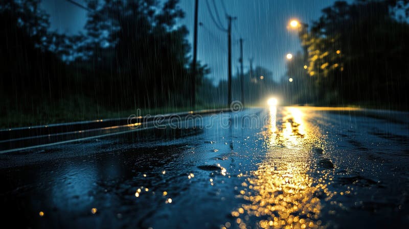 Rainy road night stock image. Image of dusk, traffic - 330378025