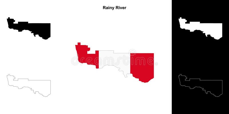 Rainy River outline map stock vector. Illustration of empty - 361025222