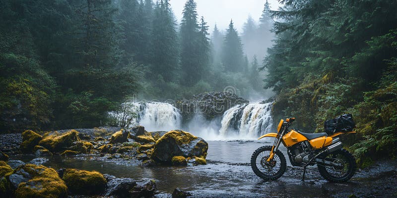 Rainy River Scene Lush Forest FastFlowing Water Dramatic Weather Stock ...