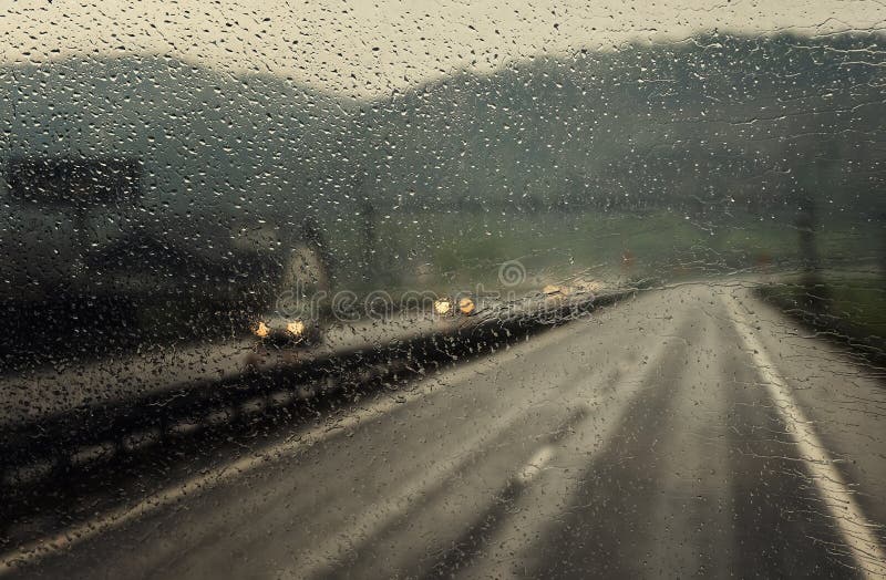 Rainy Road, View from Car Window Stock Photo - Image of blur, evening ...
