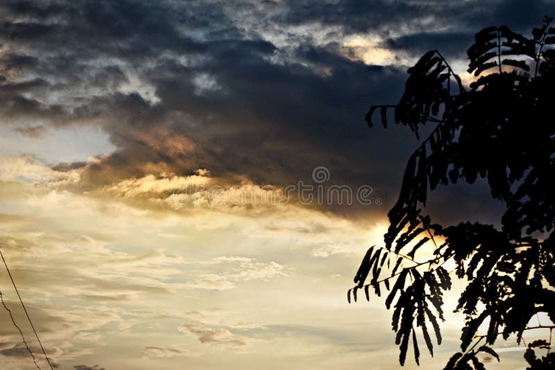 The Cloudy Season with Adroable Black Grey Sky Stock Image - Image of ...
