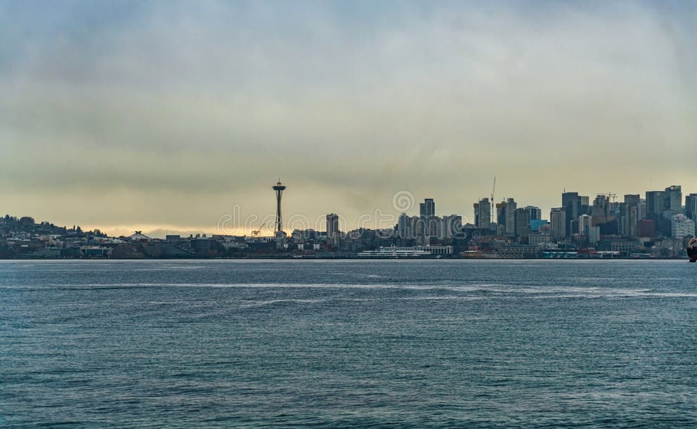 Rainy Seattle Skyline stock image. Image of skyline - 349157167