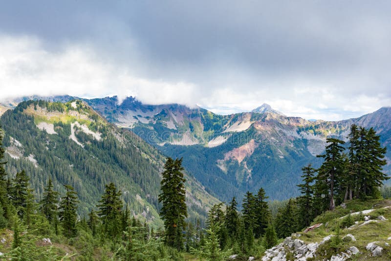 Green Mountains and Grey Sky Stock Image - Image of seattle, outdoor ...