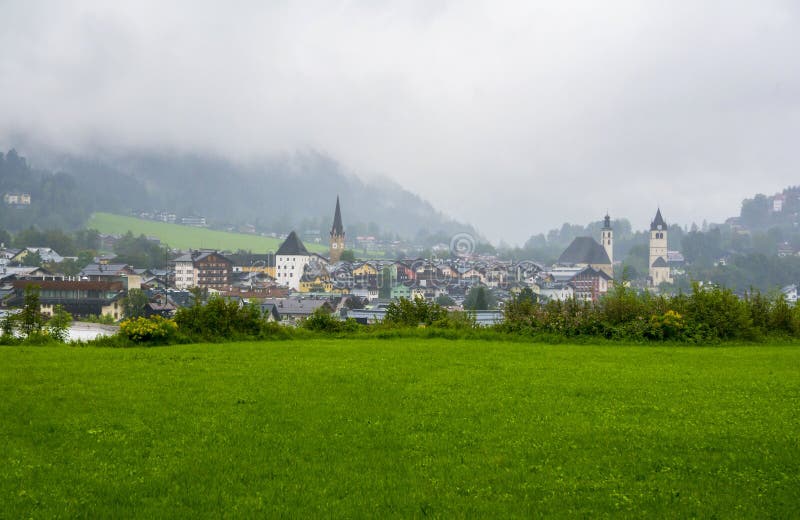 Rainy Summer Day in Kitzbuhel, Austria Stock Photo - Image of landscape ...