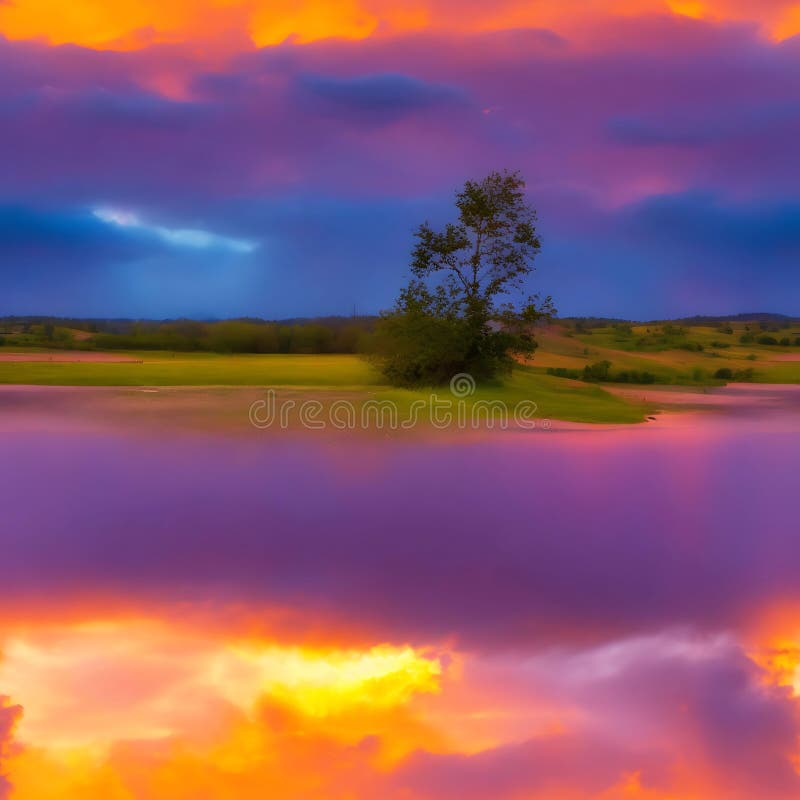 Rainy Sunset. Sunset during Rain Showers Provides Dramatic Colors Stock ...
