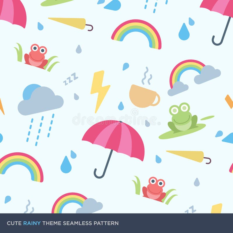 Cute Rainy Season Theme Seamless Pattern Vector Stock Vector ...