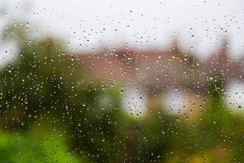 Rainy view through Window stock image. Image of houses - 126925165