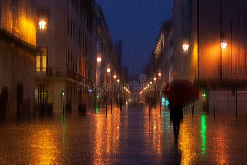 Rainy Weather in the City at Night Stock Photo - Image of portugal ...