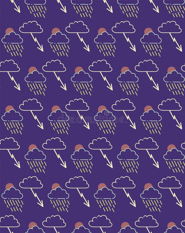 Rainy Weather with Lightning Seamless Vector Pattern Stock Vector ...
