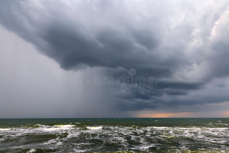 Rainy Weather Over the Sea. Stock Photo - Image of dream, cloud: 74189102