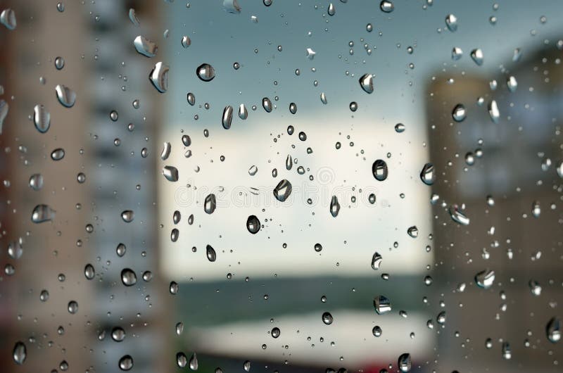 Rainy Weather and Raindrops on a Window Pane Stock Photo - Image of ...