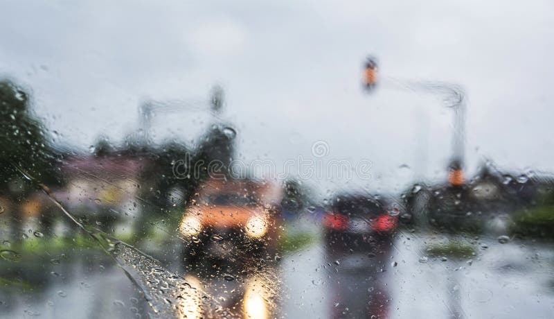 Rainy Weather on the Road and Traffic Stock Image - Image of nature ...