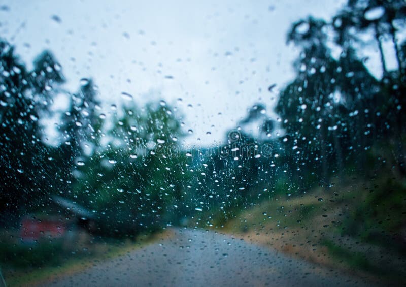 Rainy wind shield stock photo. Image of forest, road - 98676808