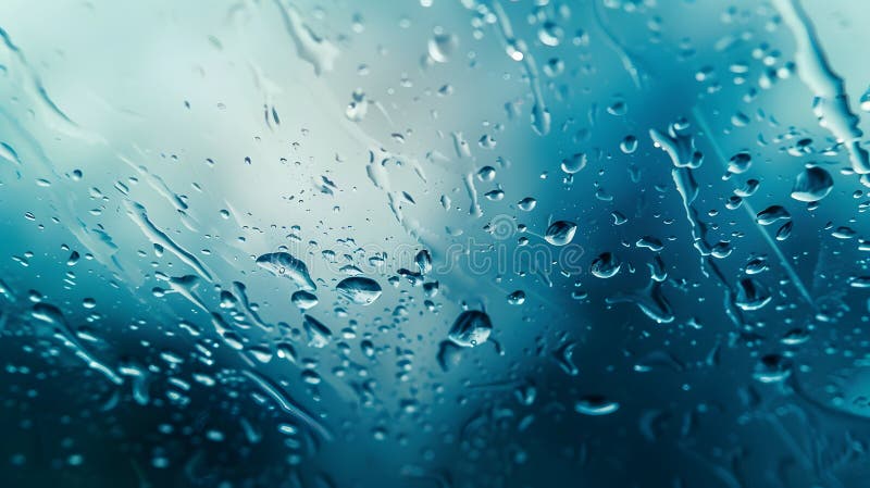 Rainy Window Macro: Blue Raindrops Stock Illustration - Illustration of ...