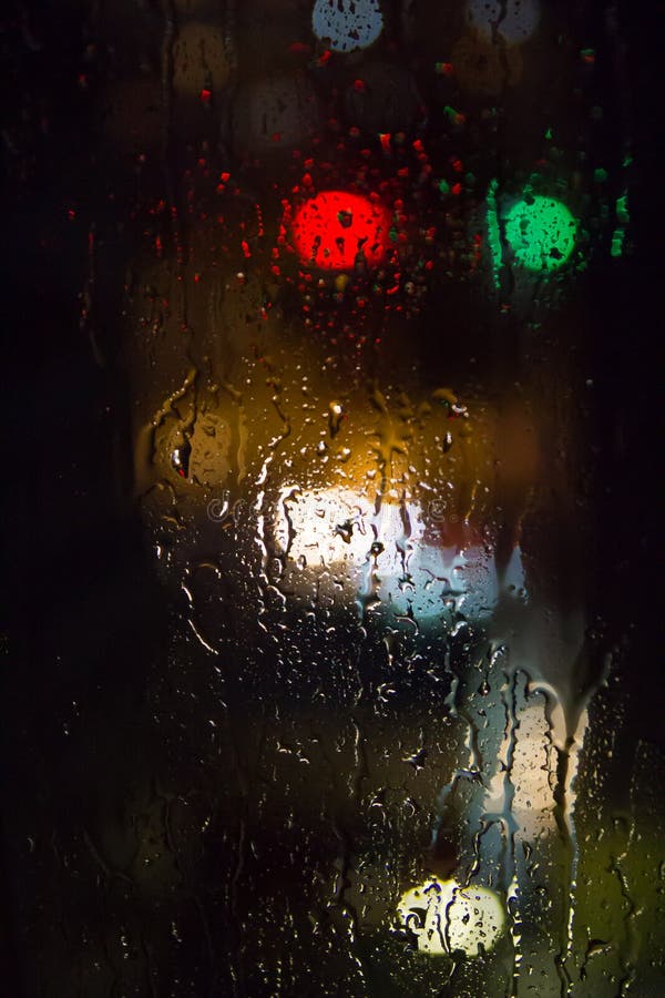 Dark Rainy Night In Downtown Stock Photo - Image of lights, goldish: 894648