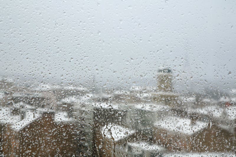 Rainy Winter Morning in the Town Stock Photo - Image of town, tower ...