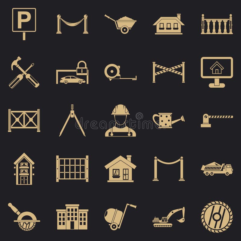 Raise the Fence Icons Set, Simple Style Stock Vector - Illustration of ...