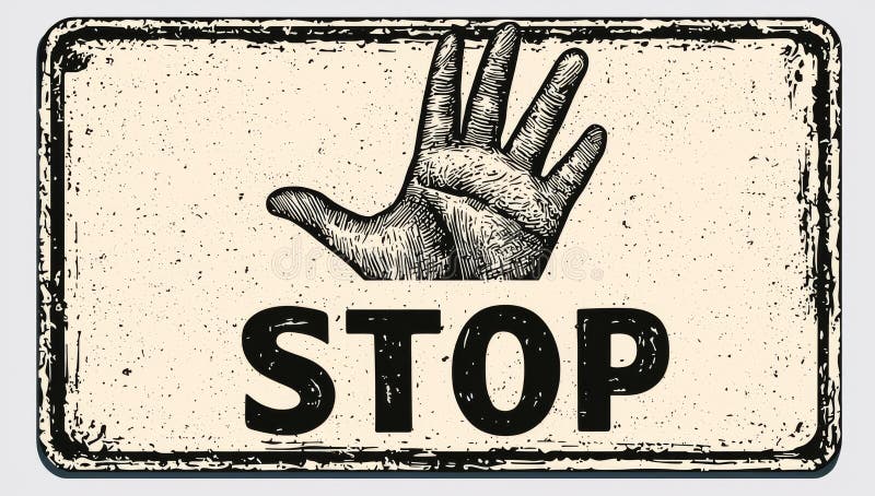 Raise a Hand with the Word Stop To Indicate Caution. Stock Photo ...