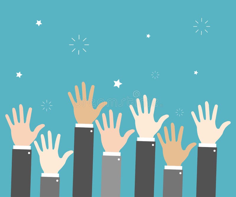 Raise Hands. Hand Gesturing Arms Raised. Volunteering. Voting. Vector ...