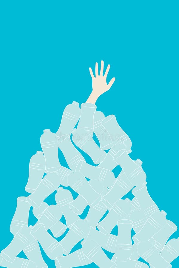 Raise One`s Hand from Pile of Bottles Stock Illustration - Illustration ...