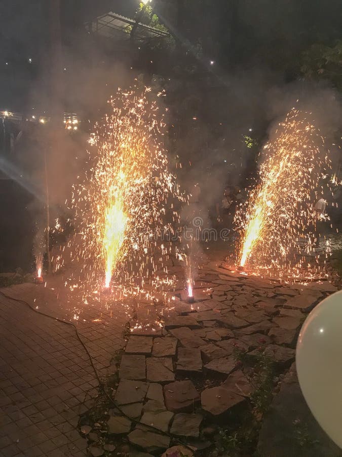 Raise Up Firework on the Ground Stock Photo - Image of fire, flame ...