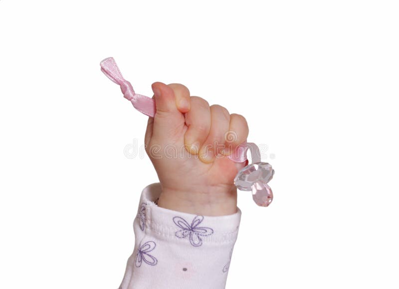 Raised Baby Hand with Pacifier Stock Image - Image of careful ...