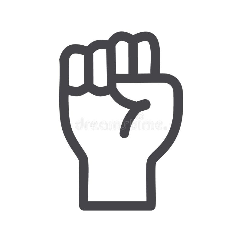 Raised Fist Icon. Black and White Line Drawing of a Raised Fist Stock ...