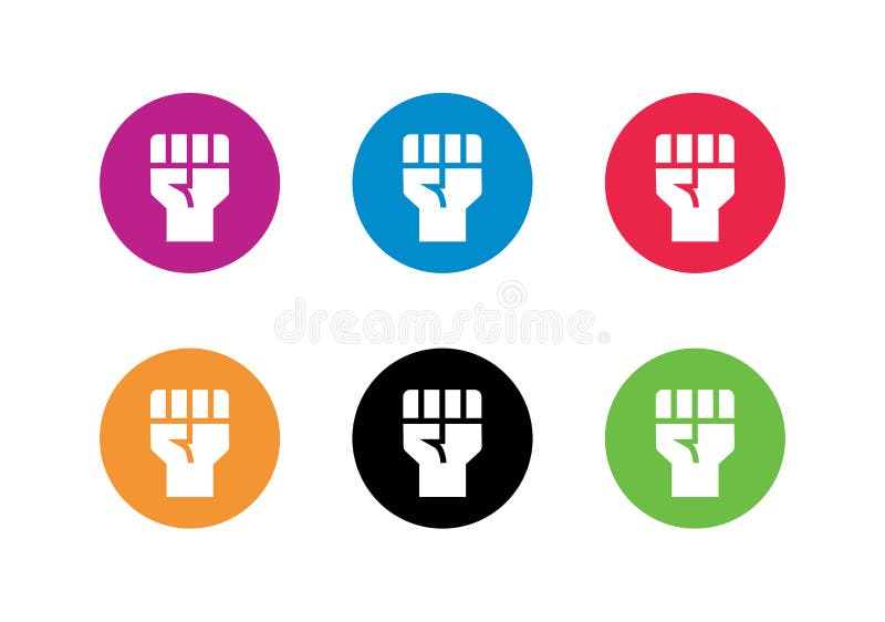 Raised Fist Icon Set, Isolated on White Background - Vector Stock ...