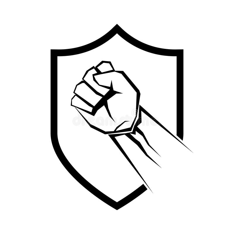 Raised Fist Symbol. Clenched Fist Symbol on a Shield Stock Illustration ...
