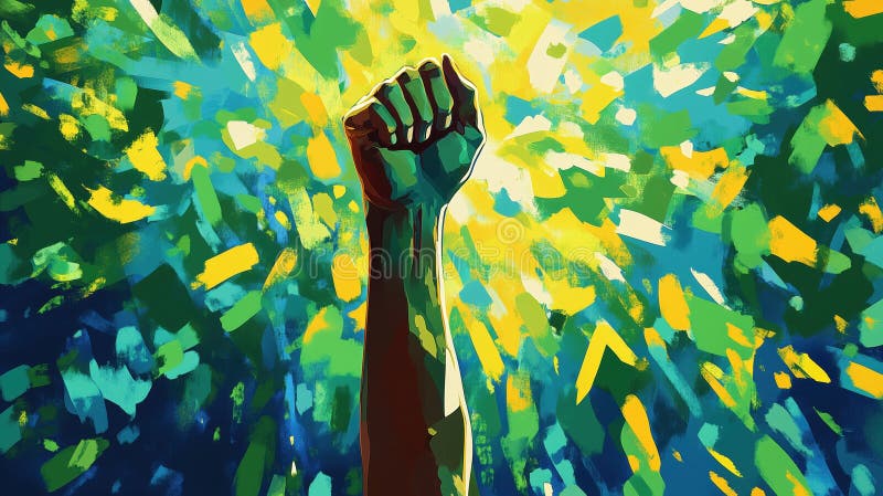 Raised Fist Symbolizing Strength, Unity, and Resistance Stock Photo ...