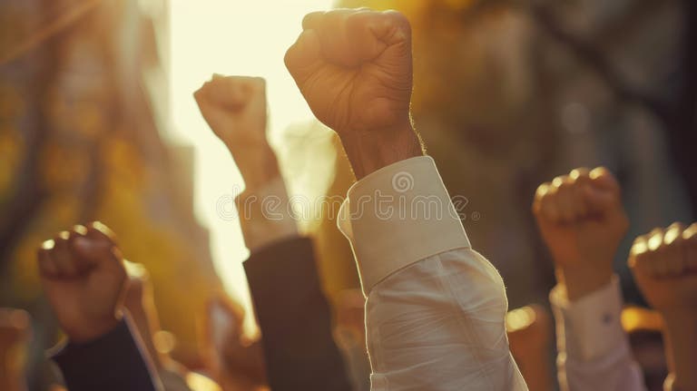 Raised Fists in Protest.AI Generated Image Stock Image - Image of ...