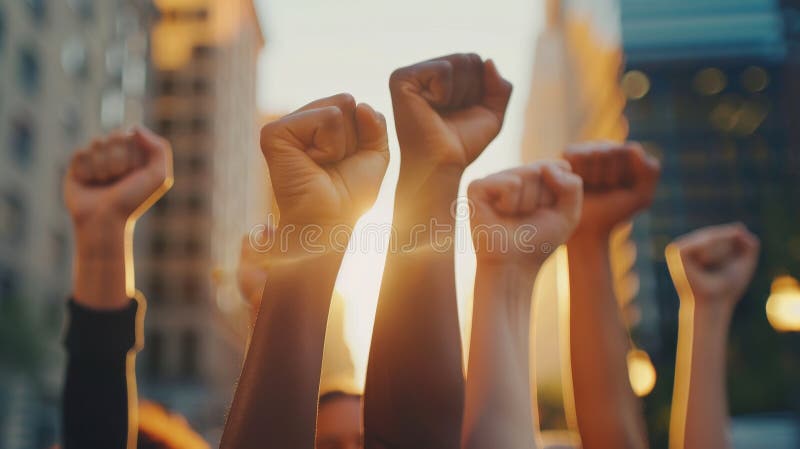 The Raised Fists of Protest.AI Generated Image Stock Photo - Image of ...