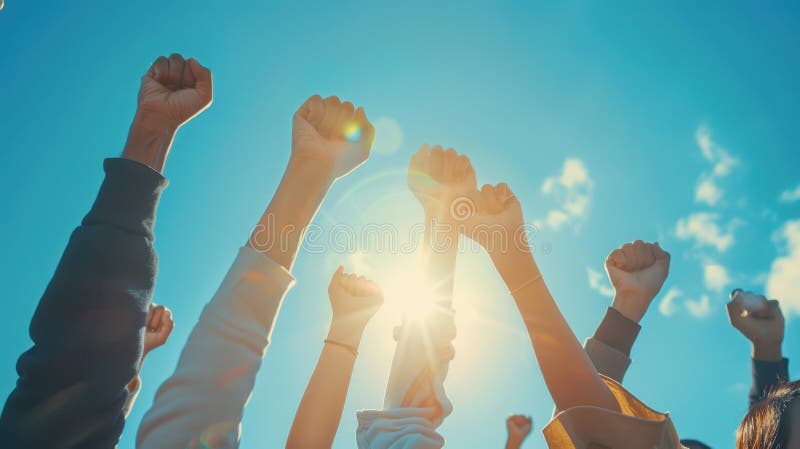 Raised Fists in Unity.AI Generated Image Stock Image - Image of ...