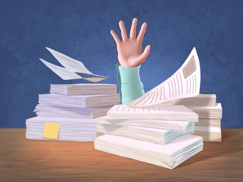 Overwhelmed Office Employee Stock Illustration - Illustration of ...