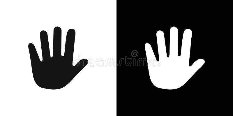 Raised Hand Icon Flat Vector Set Outline Stock Vector - Illustration of ...