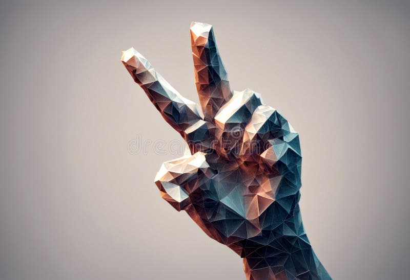 The Raised Hand Low Index Polygonal One Finger Poly Isolated White ...