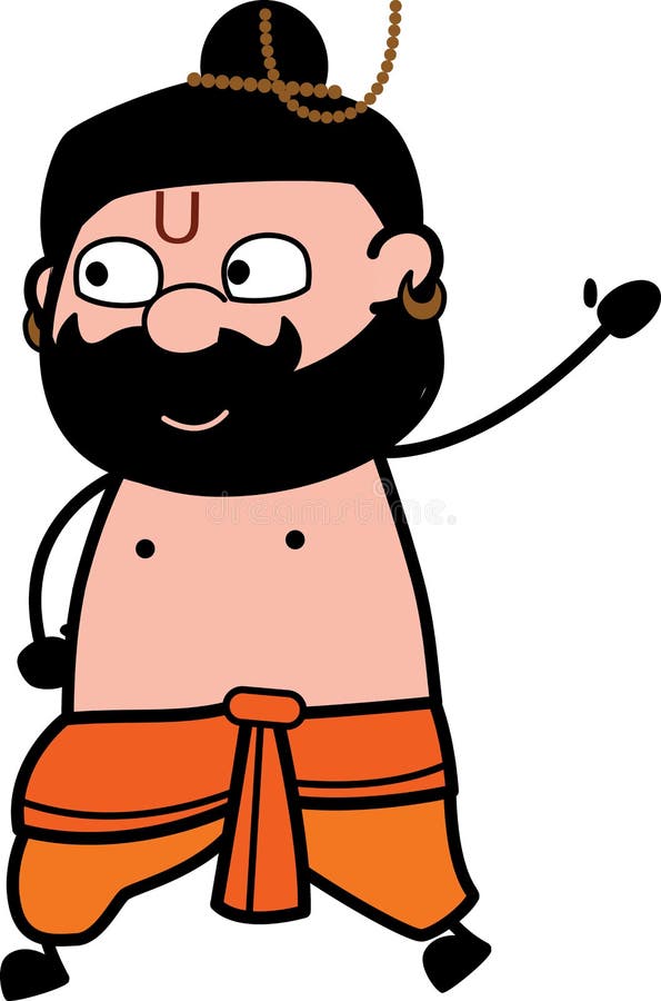 Raised Hand Pandit cartoon stock illustration. Illustration of vector ...