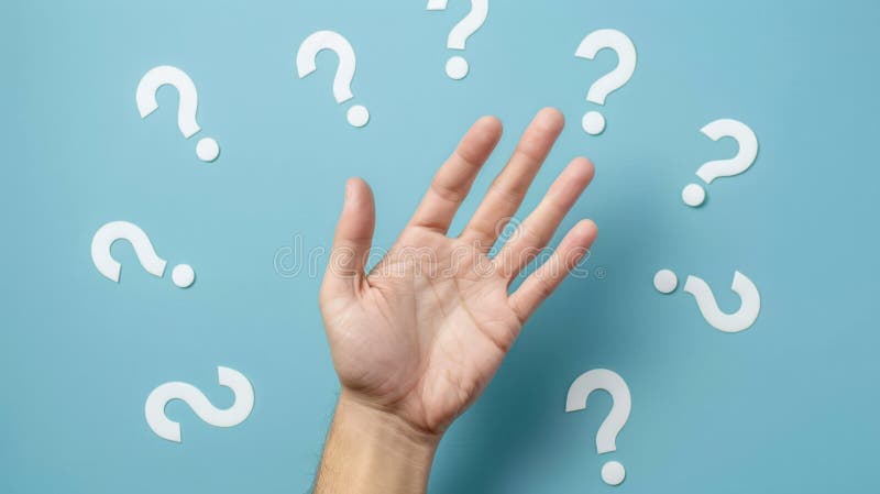 The Raised Hand with Questions.AI Generated Image Stock Image - Image ...