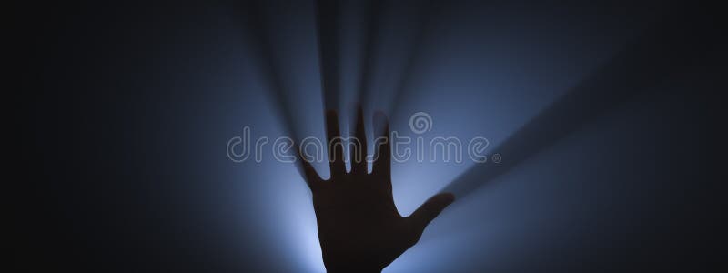 Raised Hand. Source of Bright Light Behind the Hand Stock Photo - Image ...