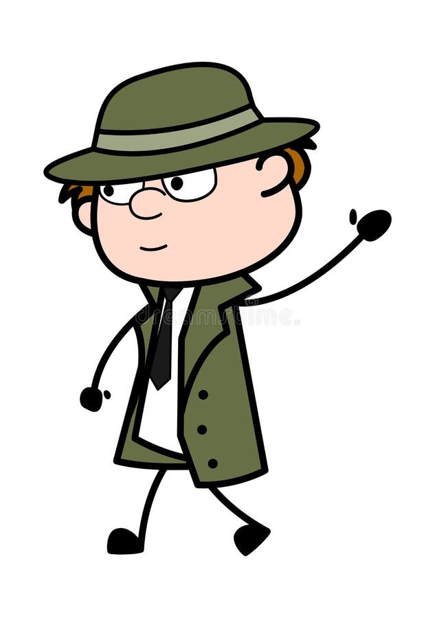 Raised Hand Spy cartoon stock illustration. Illustration of police ...