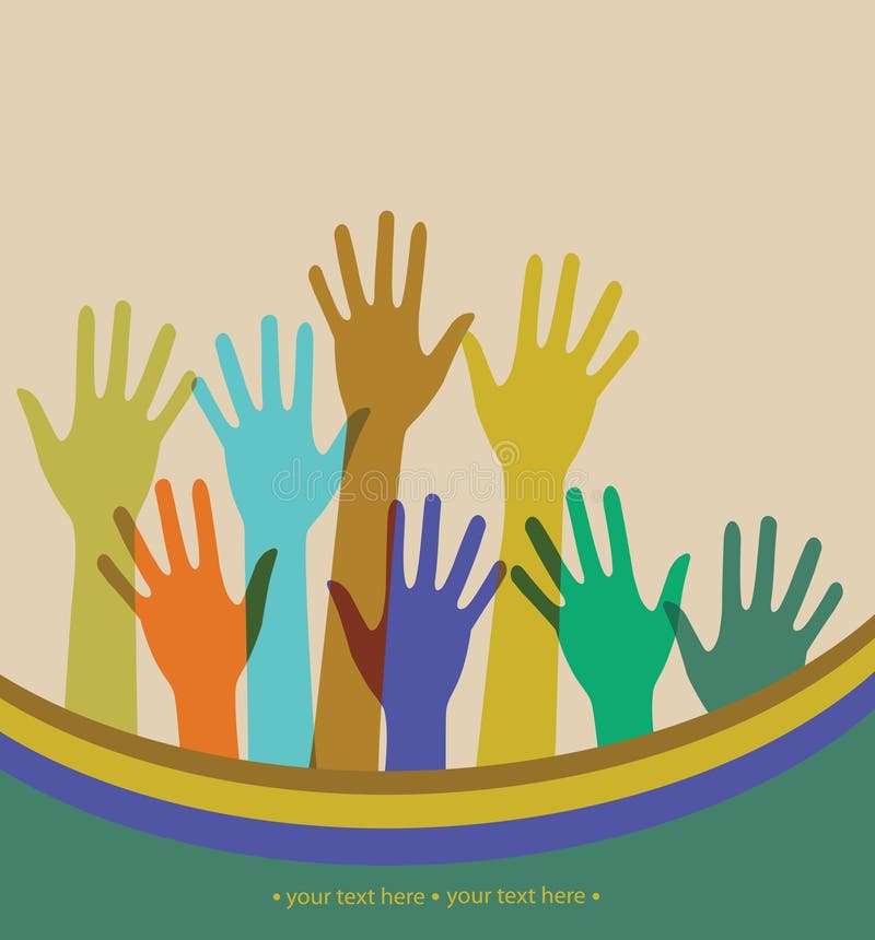 Vector Colorful Raised Hands Stock Vector - Illustration of finger ...