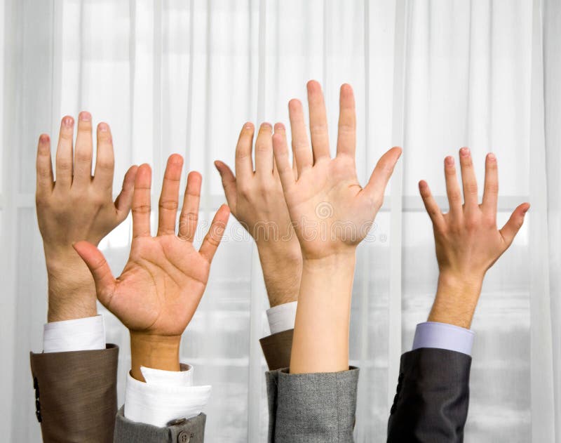 Raised hands stock photo. Image of friendship, answer - 9701450
