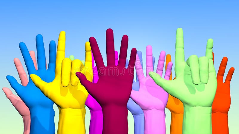 Raised Hands As a Symbol of Freedom. 3D Rendering Stock Illustration ...