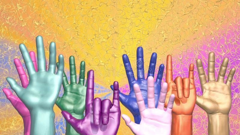 Raised Hands As a Symbol of Freedom. 3D Rendering Stock Footage - Video ...